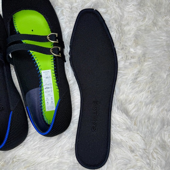 Rothy's | Shoes | Rothys Double Buckle Mary Jane Flats In Black Knit ...